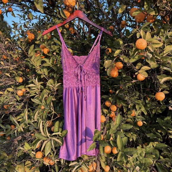 Vintage | Intimates & Sleepwear | Vintage Y2k Purple Lace Slip Dress ...